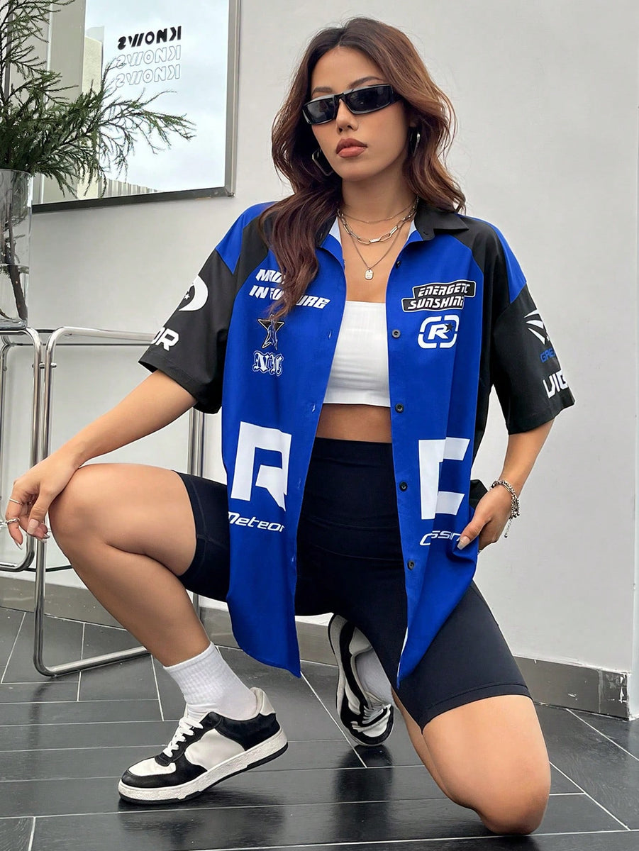 Letter Graphic Raglan Sleeve Shirt SS24 – velar.com.pk